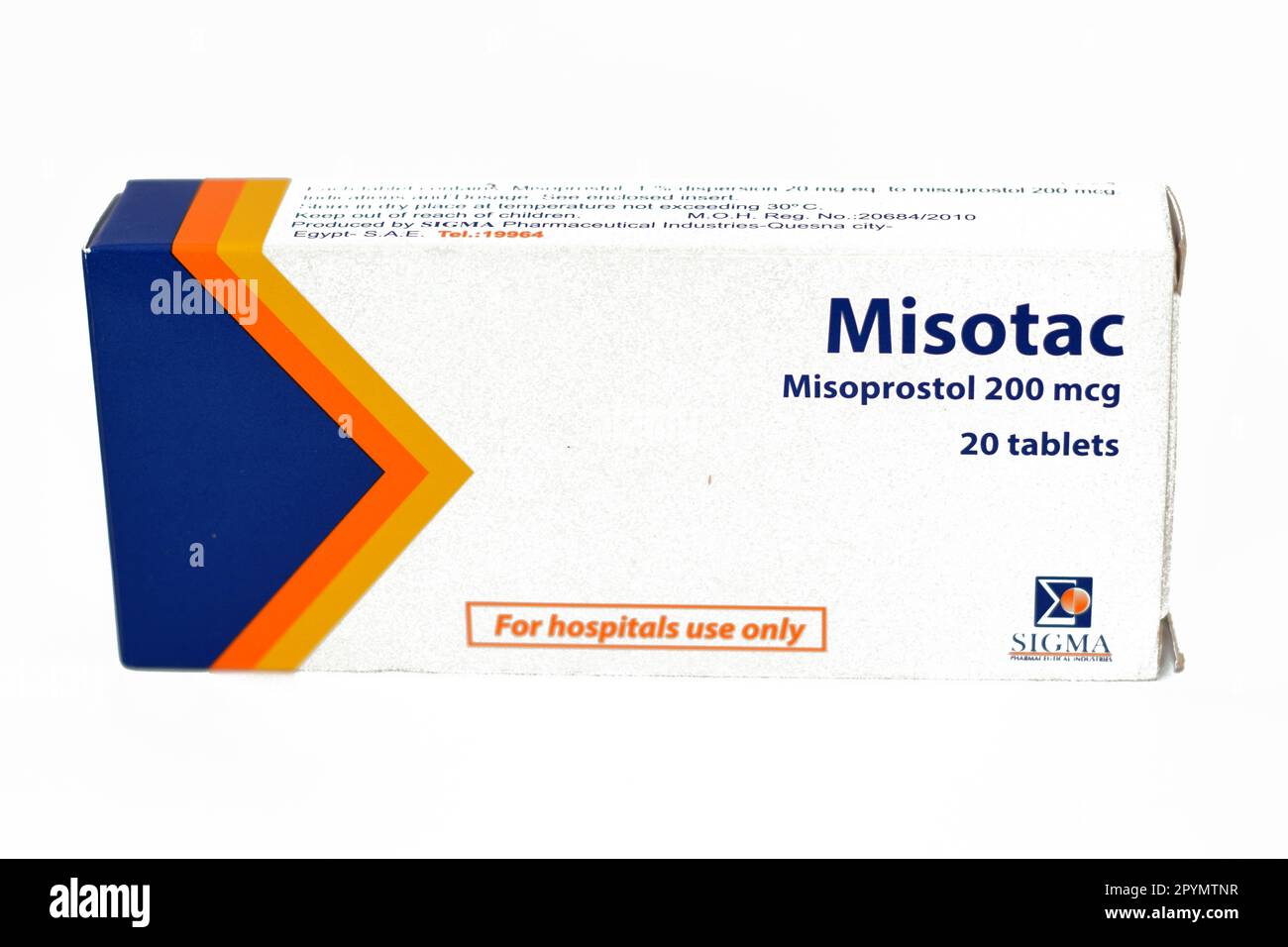 Cairo, Egypt, May 3 2023: Misotac 200 mcg tablets by Sigma for hospital ...