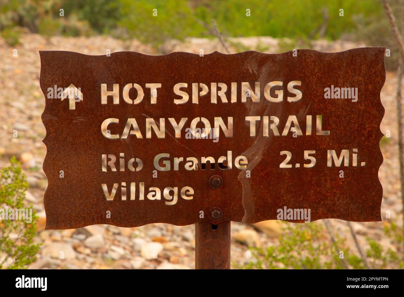 Hot Springs Canyon Trail sign, Big Bend National Park, Texas Stock ...