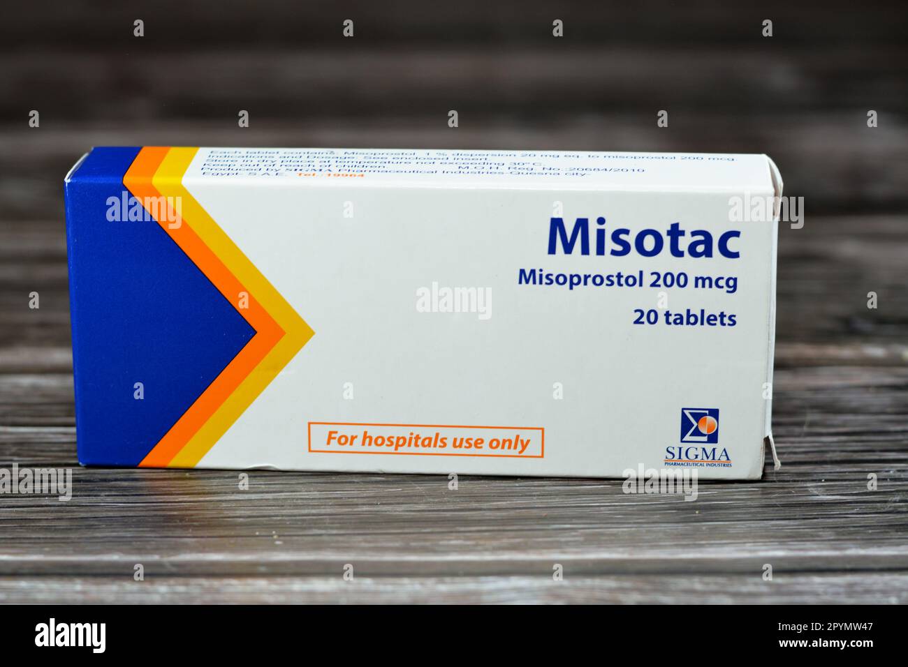 Cairo, Egypt, May 3 2023: Misotac 200 mcg tablets by Sigma for hospital ...