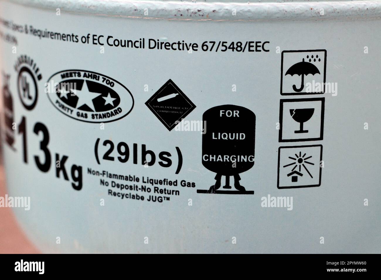 Cairo, Egypt, May 2 2023: BTTRI GAS R -134a Freon , a colorless gas at ...