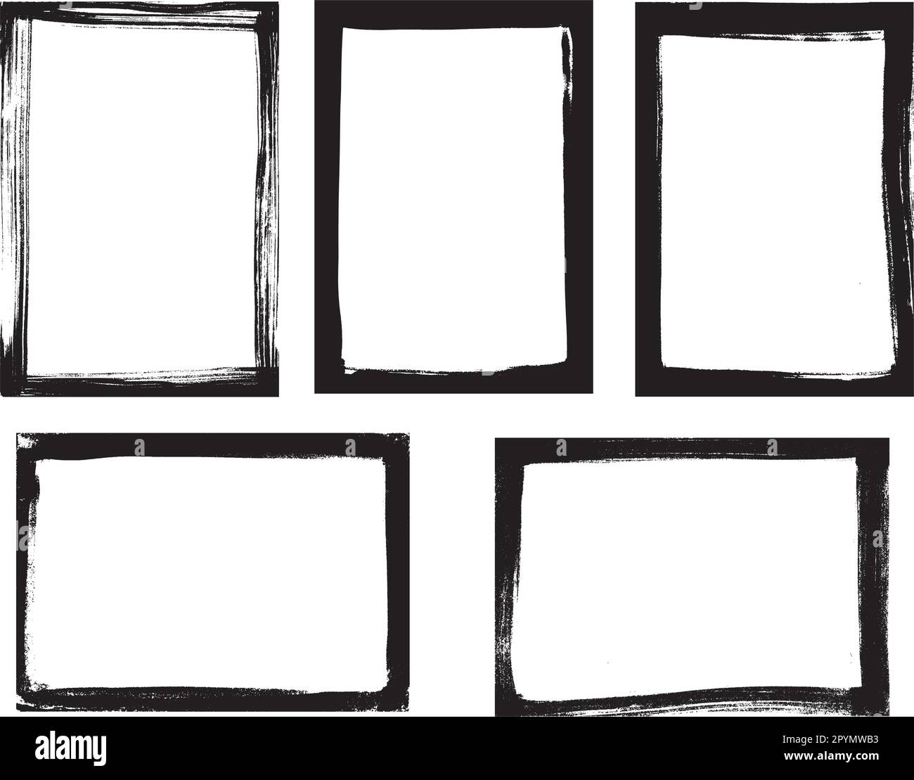 Set of grunge frames with worn textures. Frames in A4 format made with ...