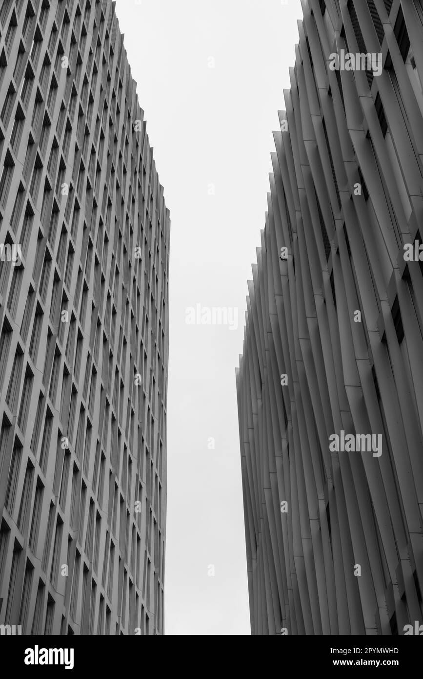 Two modern office buildings face each other in the city of berlin Stock ...