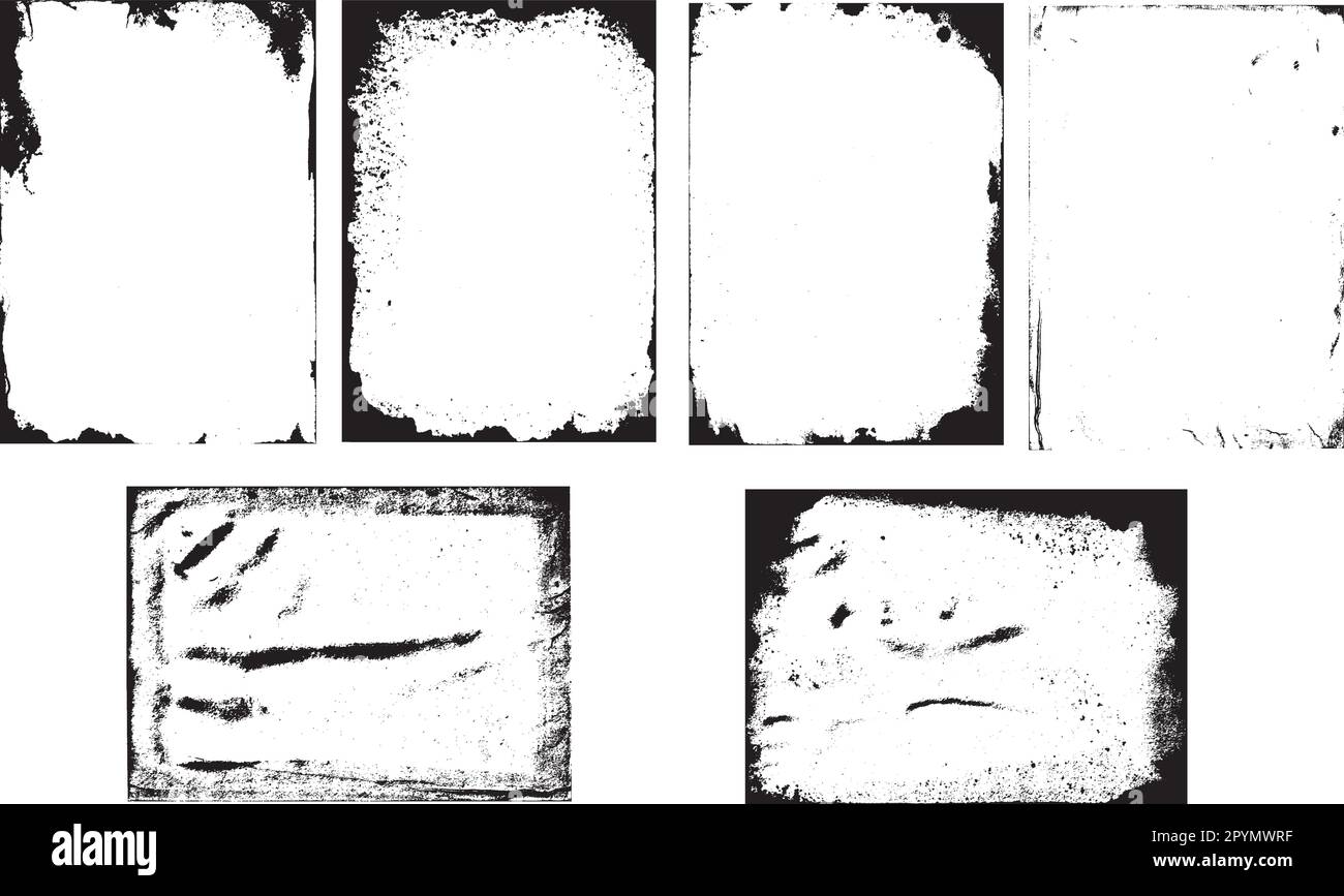 Set of abstract backgrounds of frames. Dirty, stained, grunge paper ...