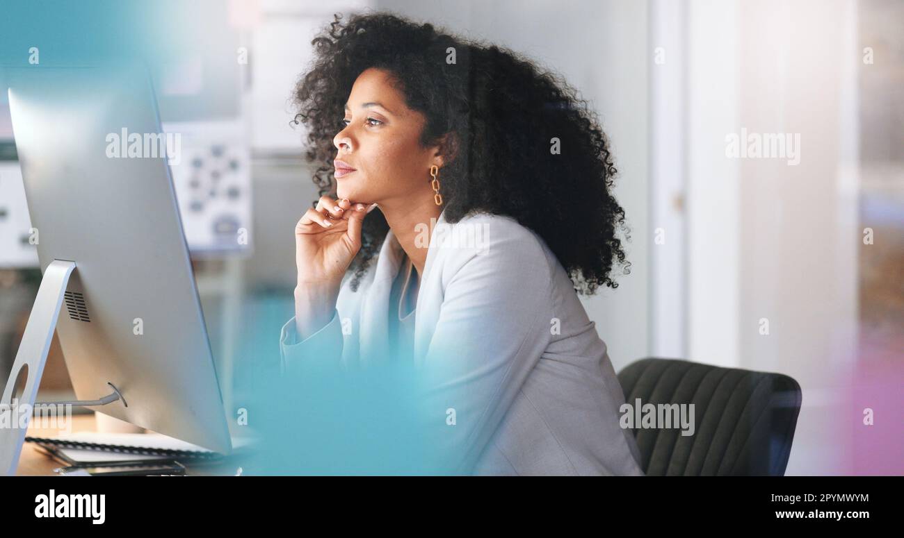 Female IT working on a desktop computer. Happy Information Technology ...