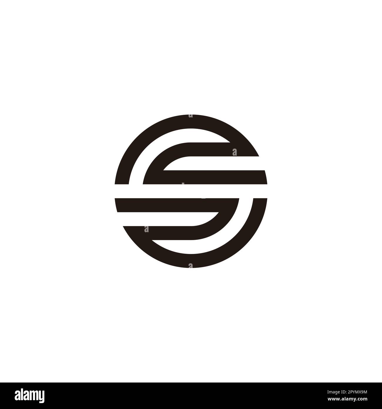 Letter S number 2, circle geometric symbol simple logo vector Stock ...