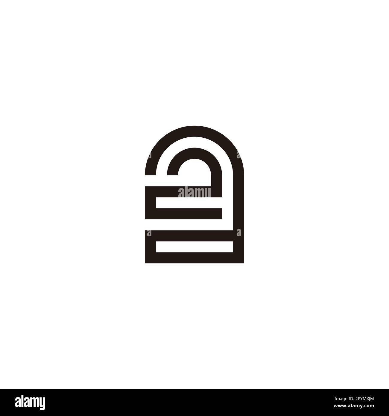 Number 2, letter a padlock geometric symbol simple logo vector Stock ...