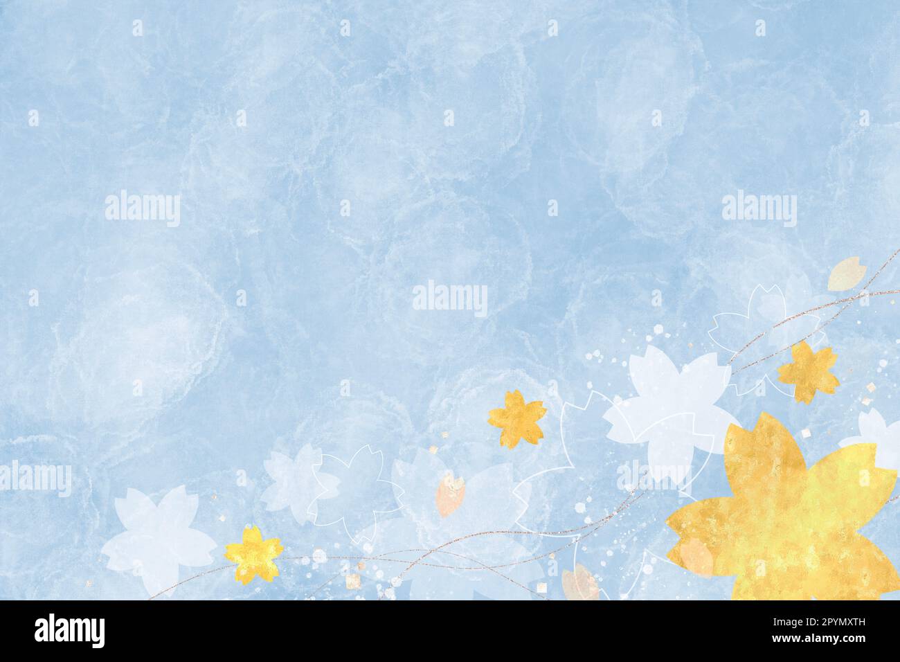 Cute light blue Japanese style background for spring. Cherry blossom ...