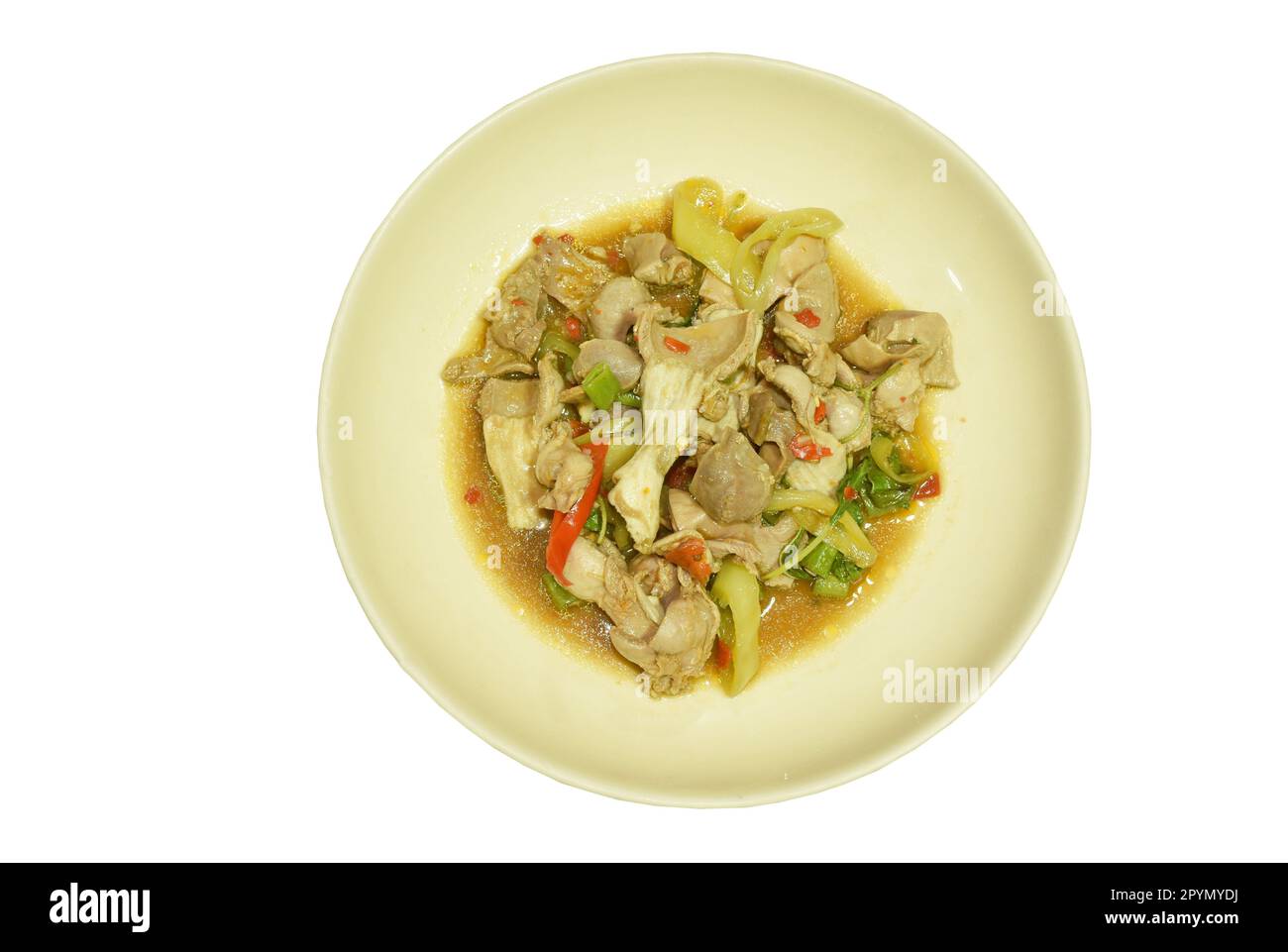 spicy stir-fried chicken gizzard couple liver with yard long bean and ...