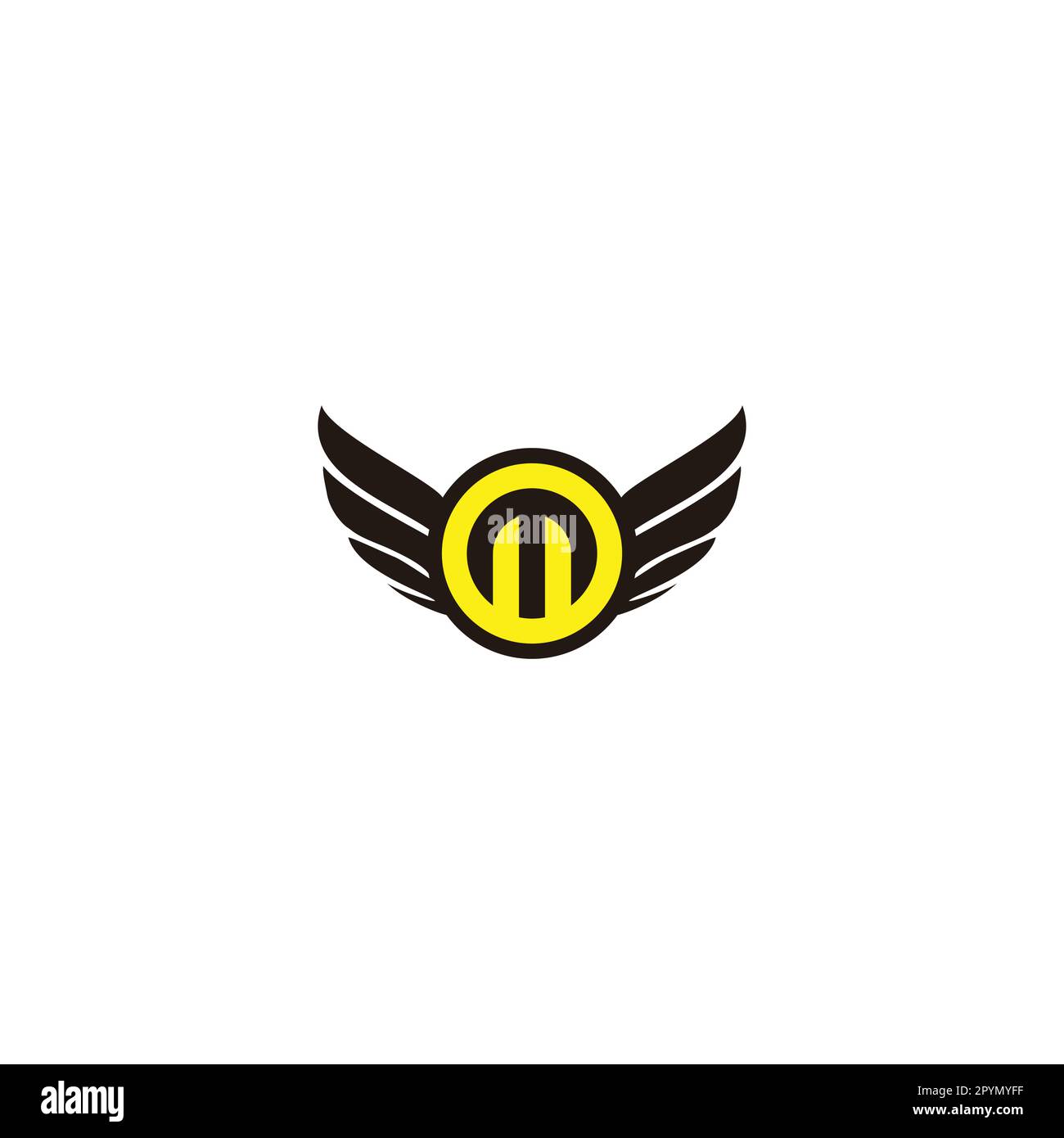 Letter M wings, yellow color geometric simple symbol logo vector Stock ...