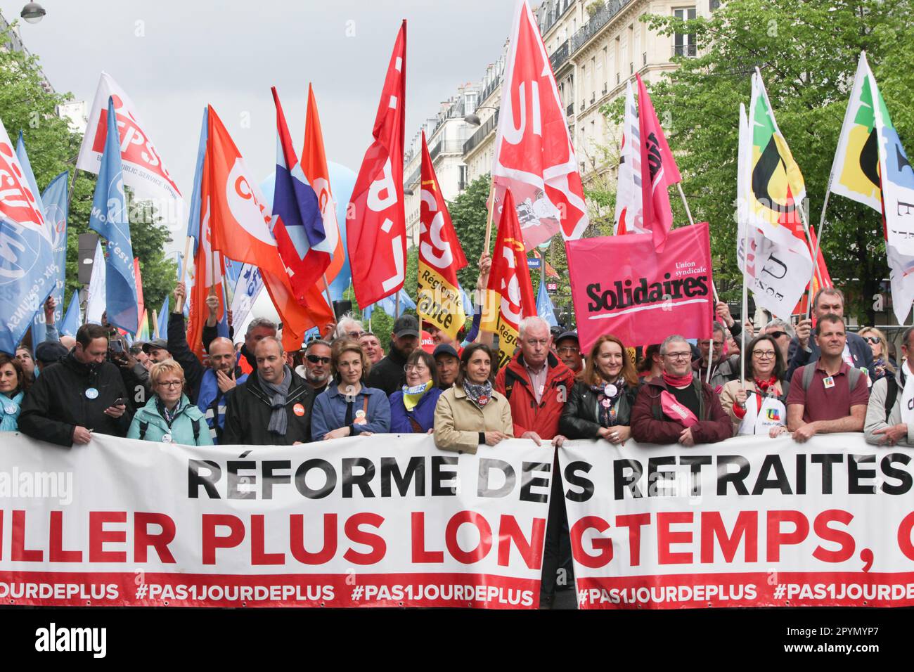 May 1, 2023, Paris, France: The Union Leaders (L-R) General secretaries ...