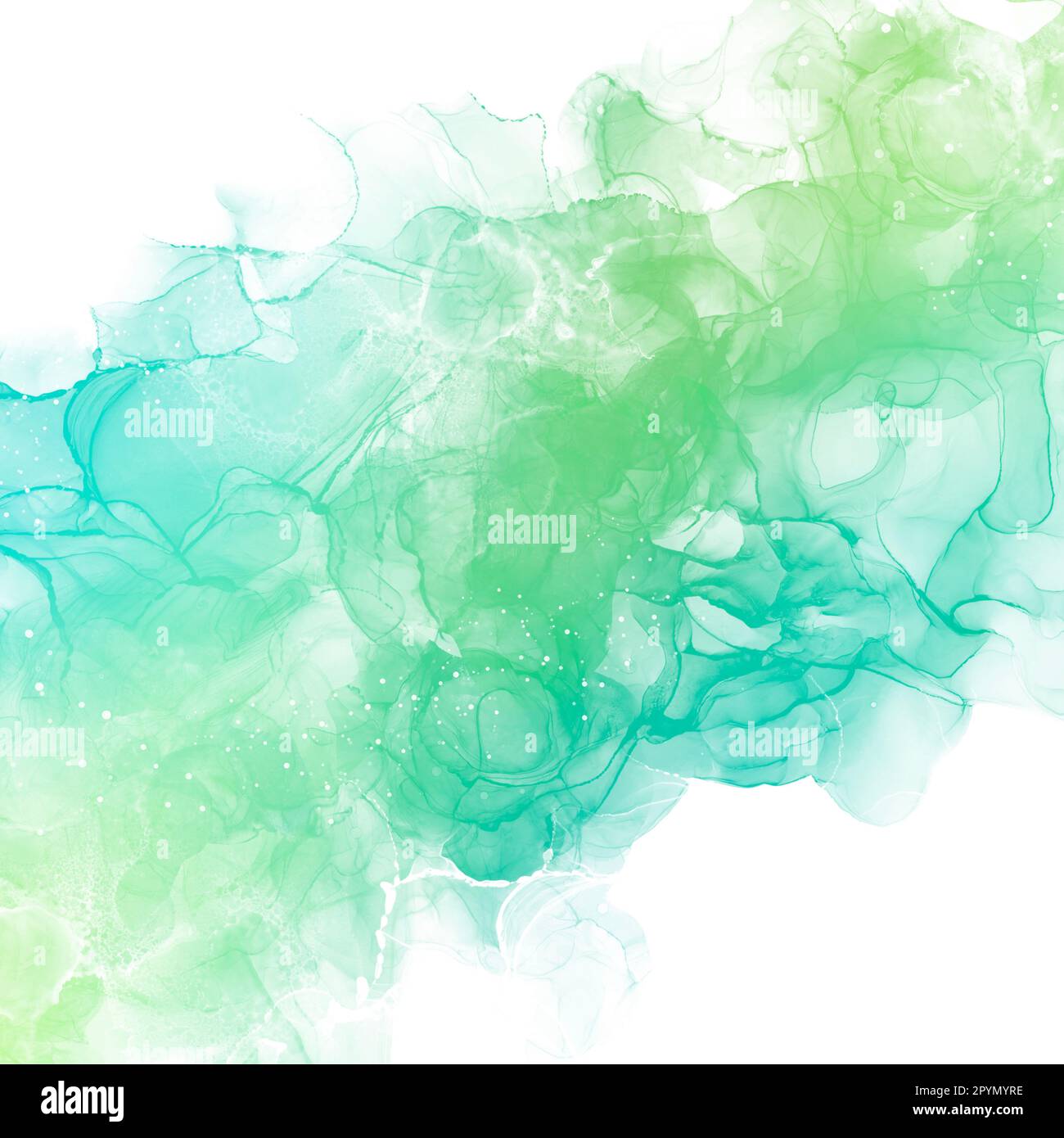 Alcohol ink art abstract square template for spring. Green gradient ...