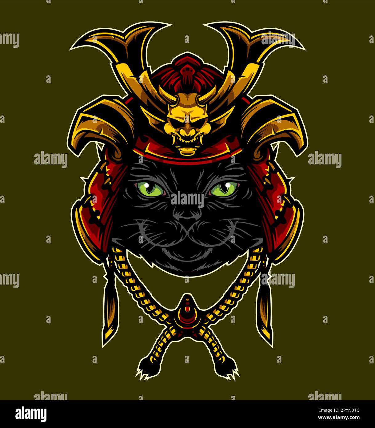 samurai cat vector template Stock Vector Image & Art - Alamy