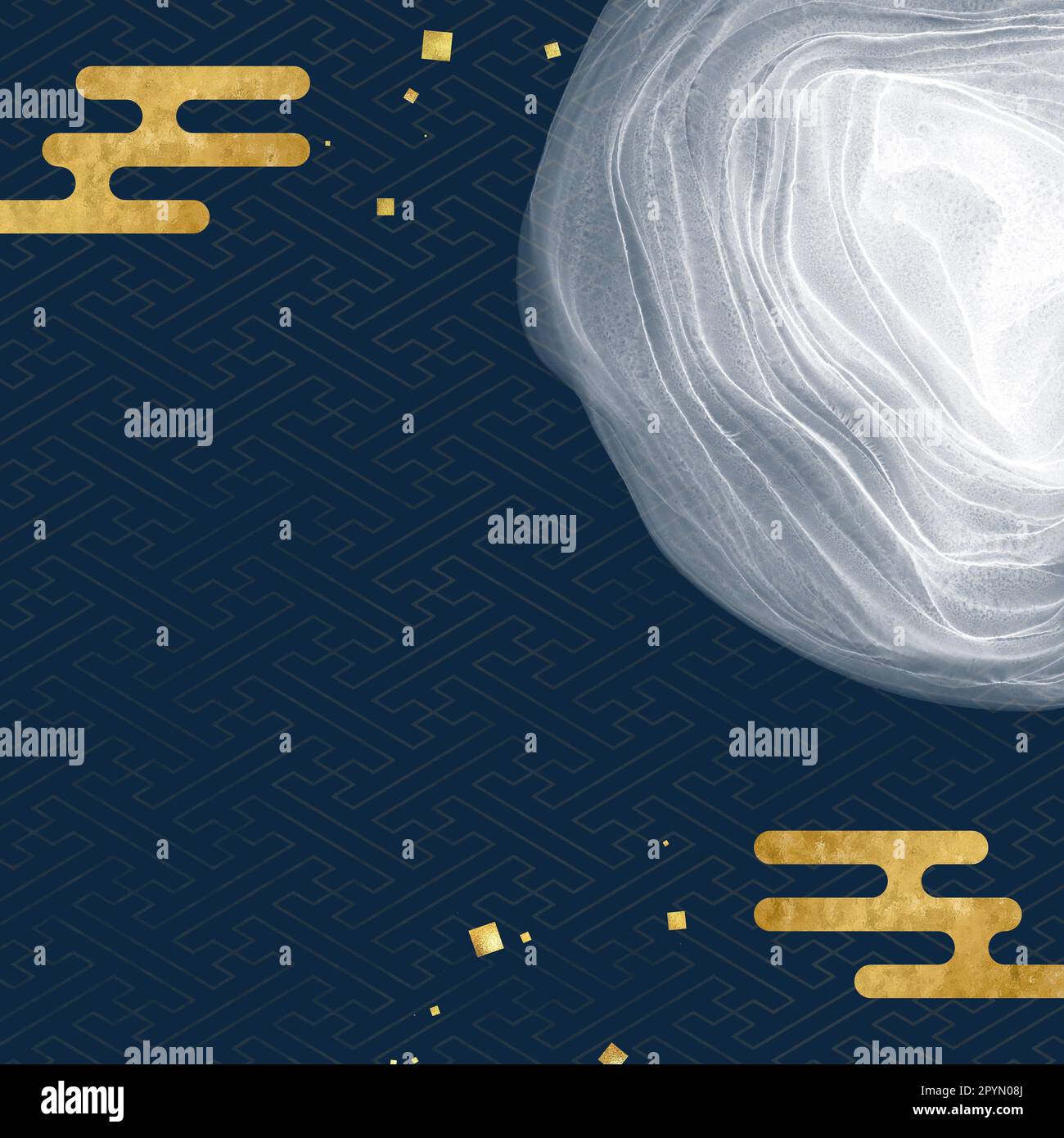 Square Dark Blue Japanese background template. Gold egasumi and white ...