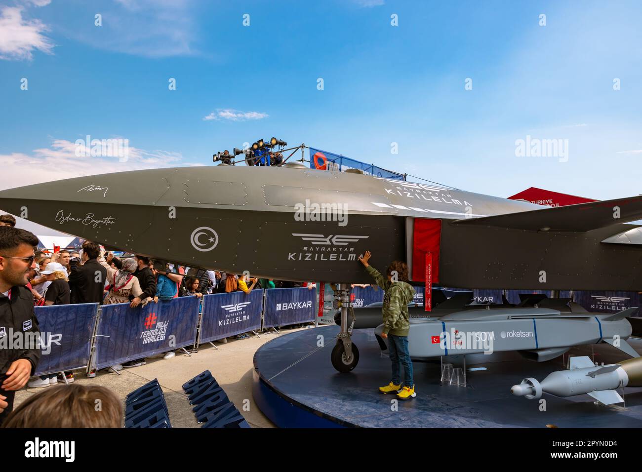 Bayraktar Kizilelma in Teknofest 2023. People visiting the newly built ...