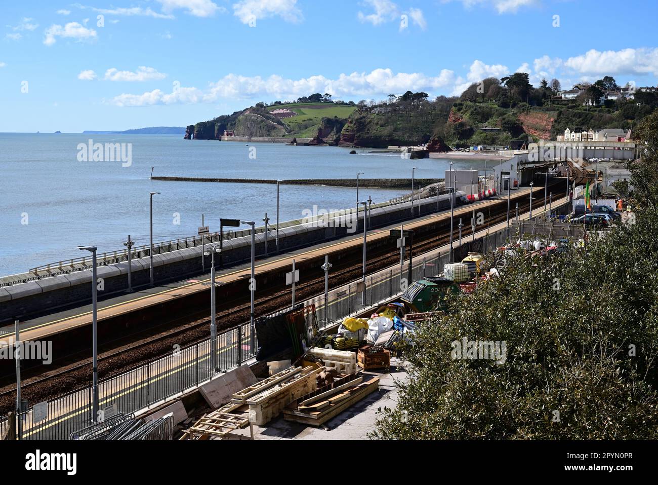 Dawlish railway station showing the newly rebuilt and extended down ...