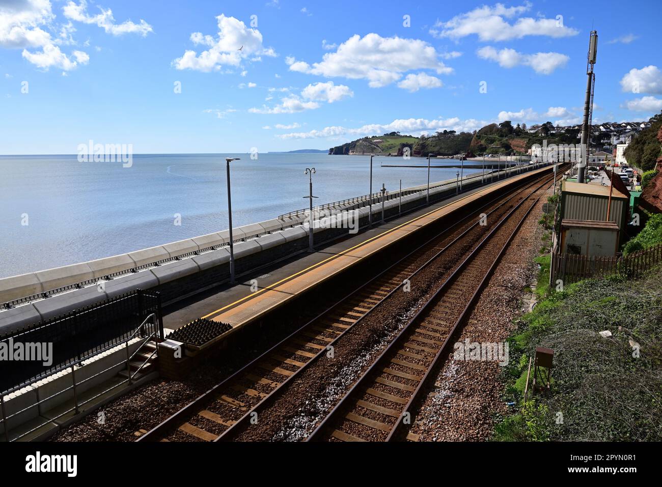 Dawlish railway station showing the newly rebuilt and extended down ...
