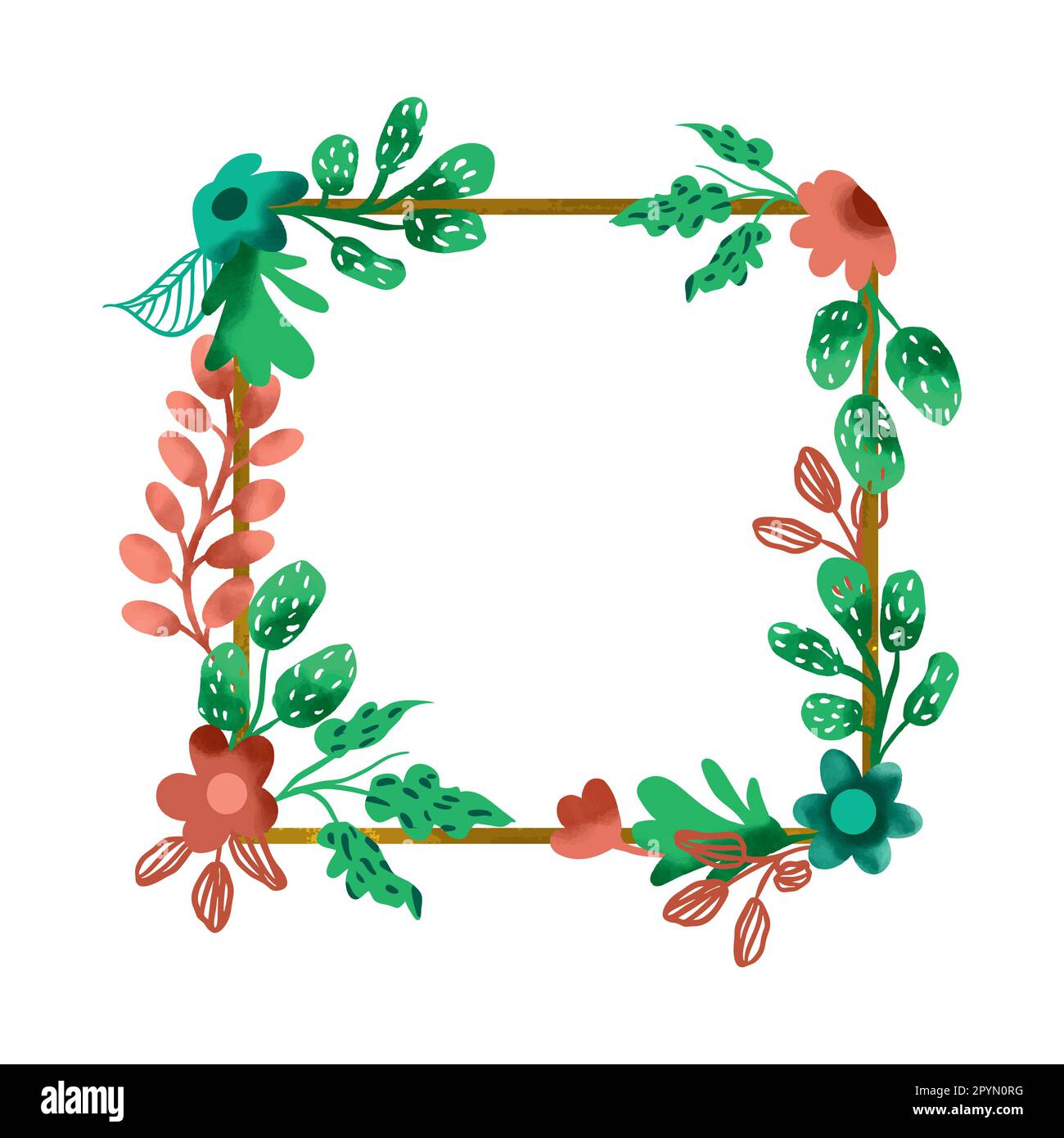 Flower frame. Vector illustration with watercolor leaves and flowers ...