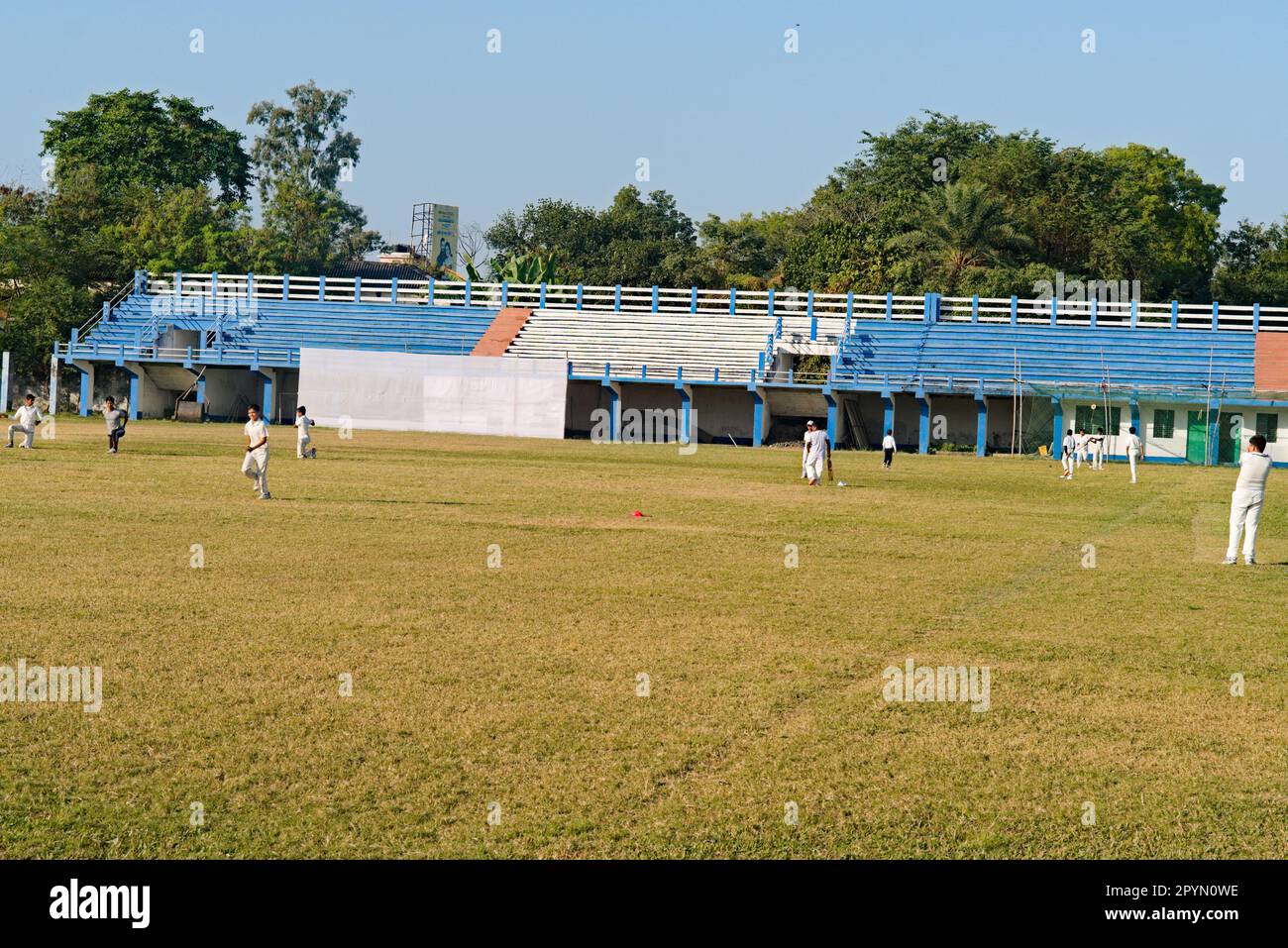small kids playing cricket in stadium playground in india Stock Photo ...
