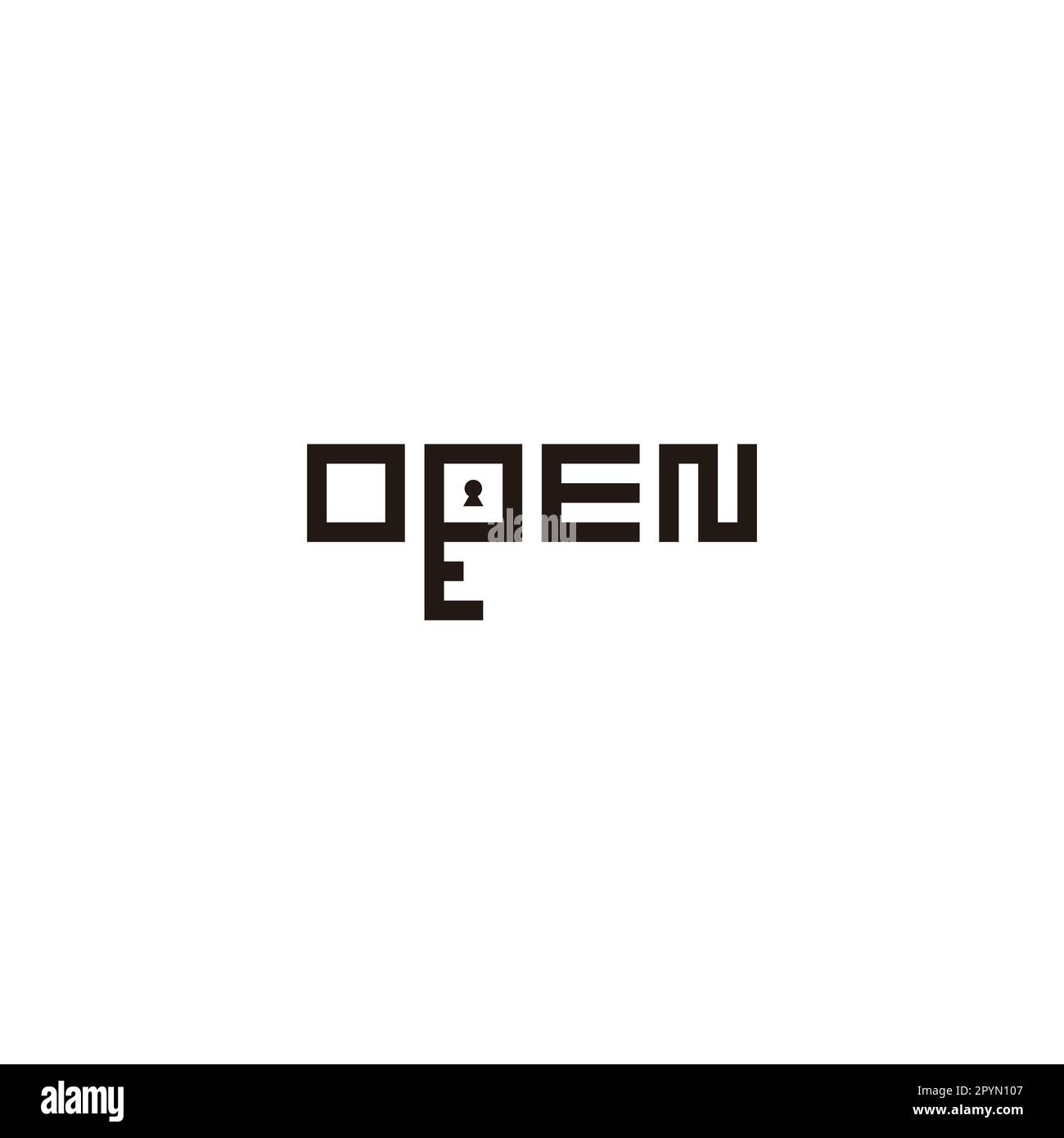 Letter 'OPEN', key geometric symbol simple logo vector Stock Vector ...