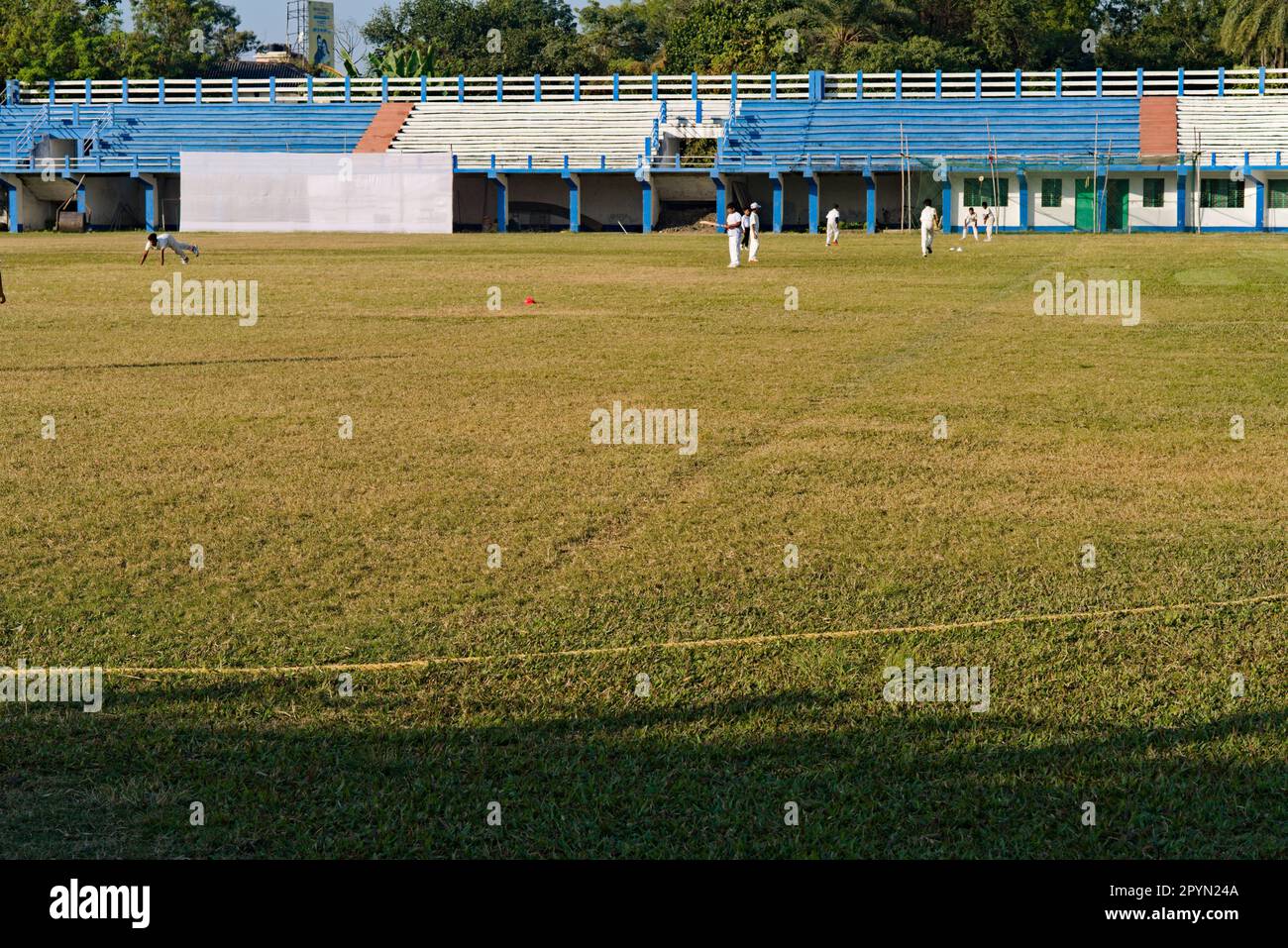 small kids playing cricket in stadium playground in india Stock Photo - Alamy