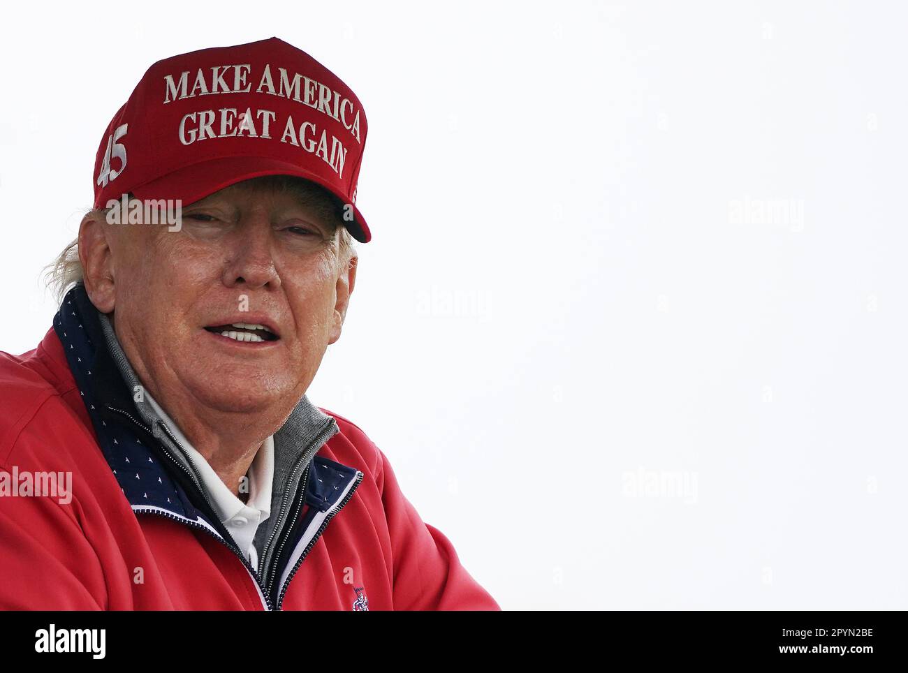 Former US president Donald Trump on the 4th hole at Trump International ...