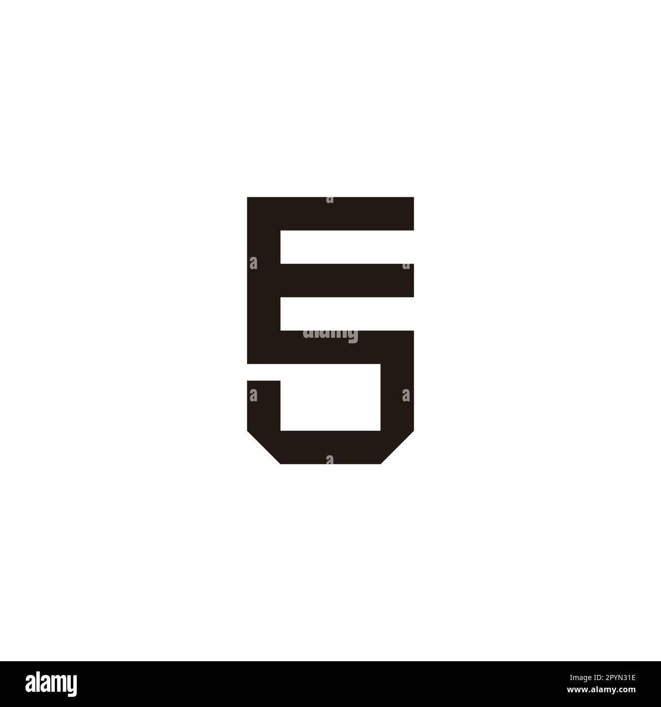 Letter E number 5 square geometric symbol simple logo vector Stock ...