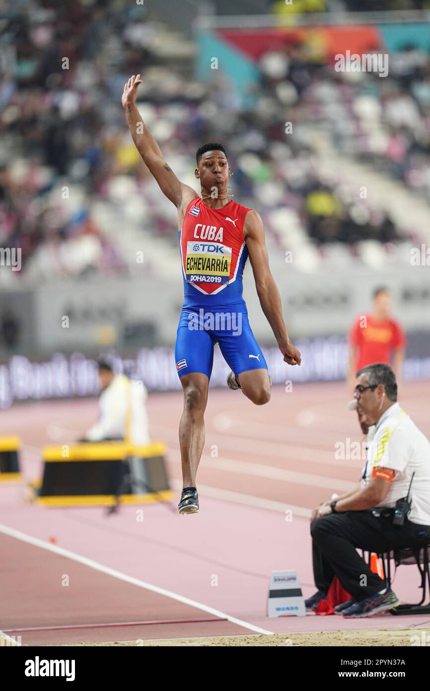 Juan Miguel Echevarría in the long jump at the Doha 2019 World ...