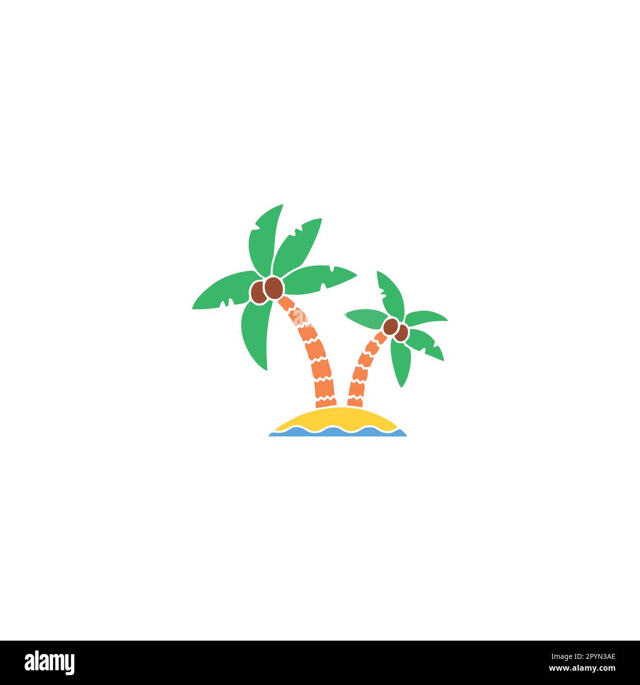 Island, coconut tree, illustration geometric simple symbol logo vector ...