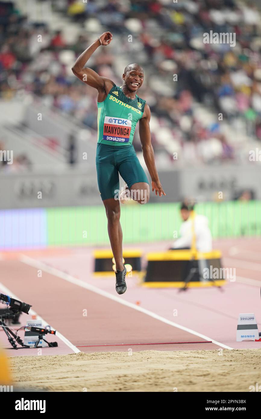 Luvo Manyonga in the long jump at the Doha 2019 World Athletics ...