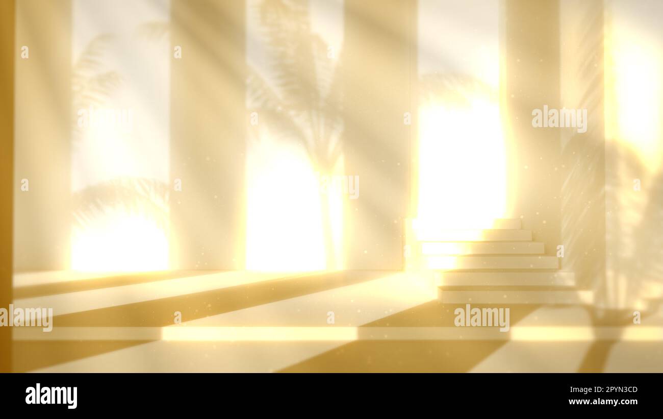 trendy airing saloon background with sundown light, trees shadows ...