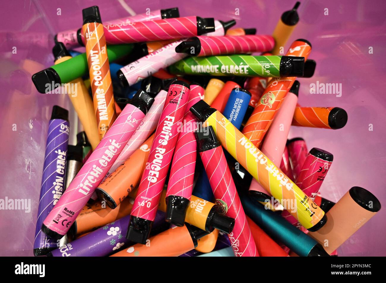 Illustration of the Puff, it is a new form of electronic cigarette with different fruits flavors ...