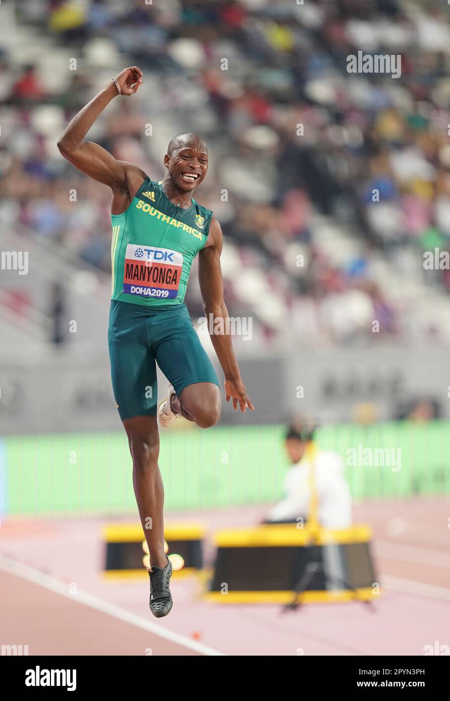 Luvo Manyonga in the long jump at the Doha 2019 World Athletics ...