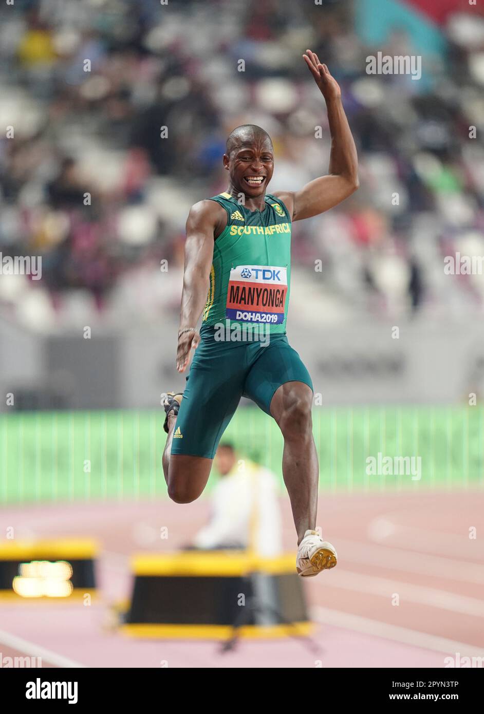 Luvo Manyonga in the long jump at the Doha 2019 World Athletics ...