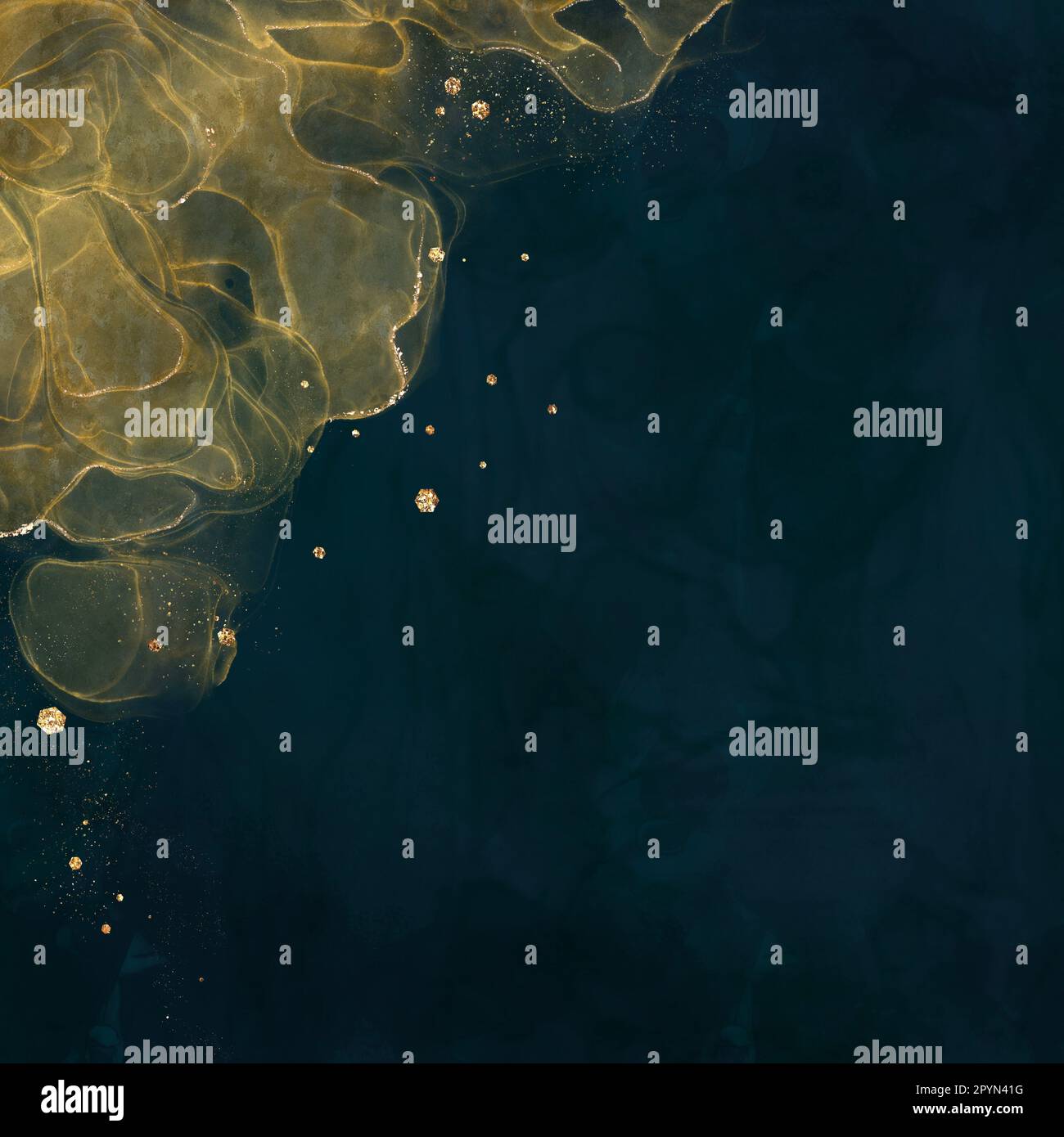 Antique and classic square abstract banner. Gold alcohol ink art on ...