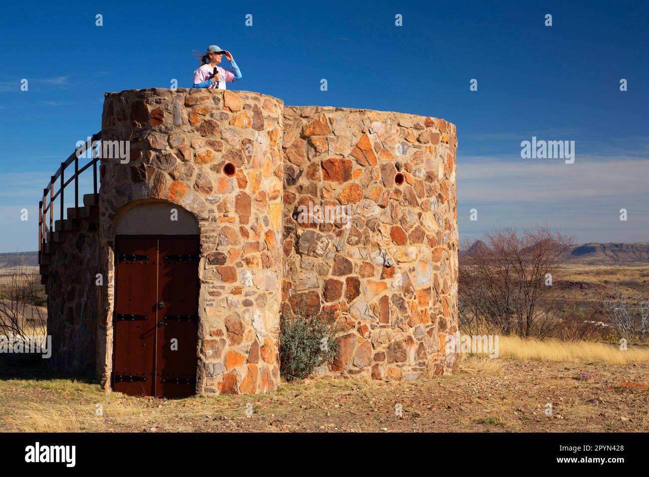 Stone view tower, Davis Mountains State Park, Texas Stock Photo - Alamy