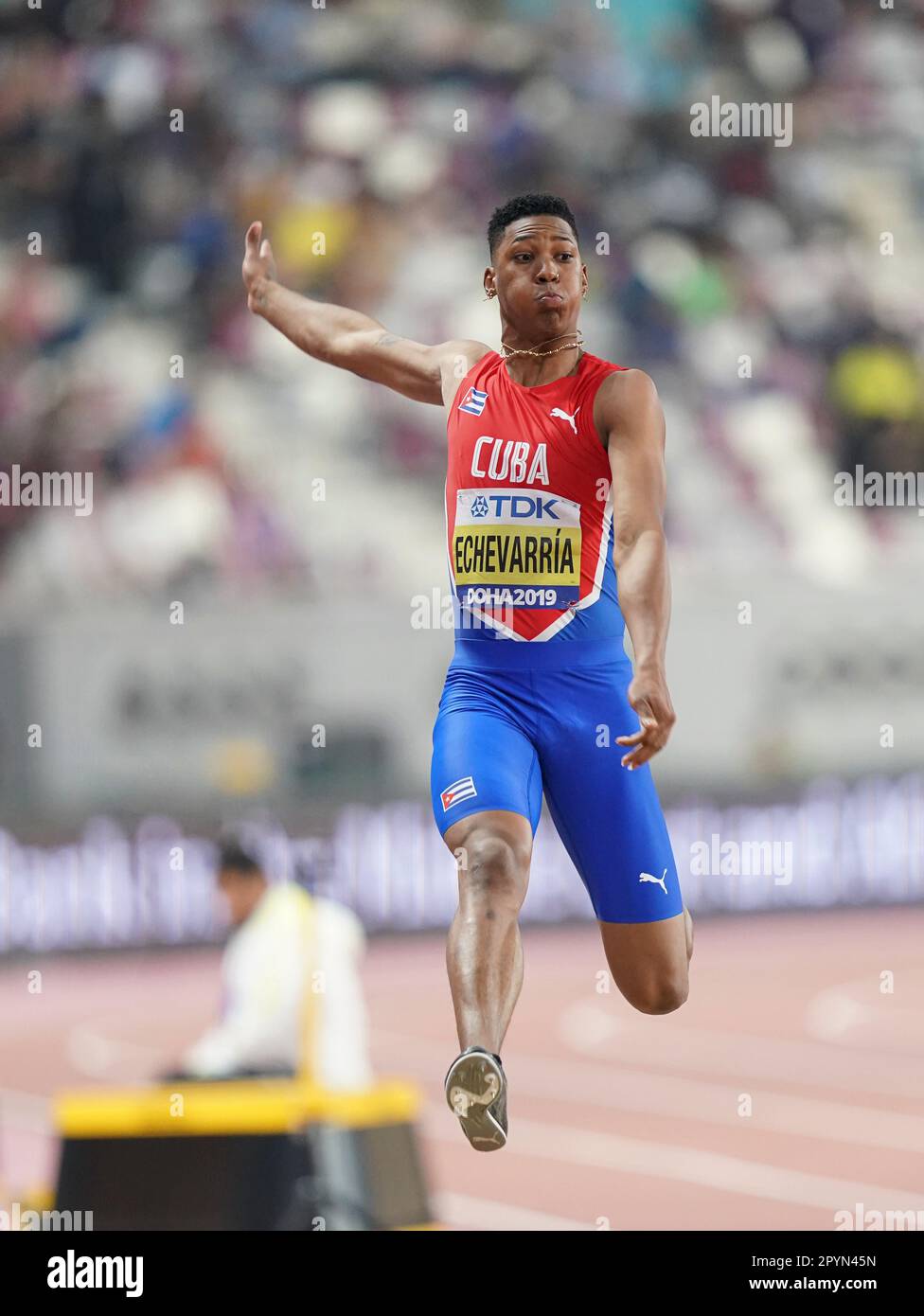Juan Miguel Echevarría in the long jump at the Doha 2019 World ...