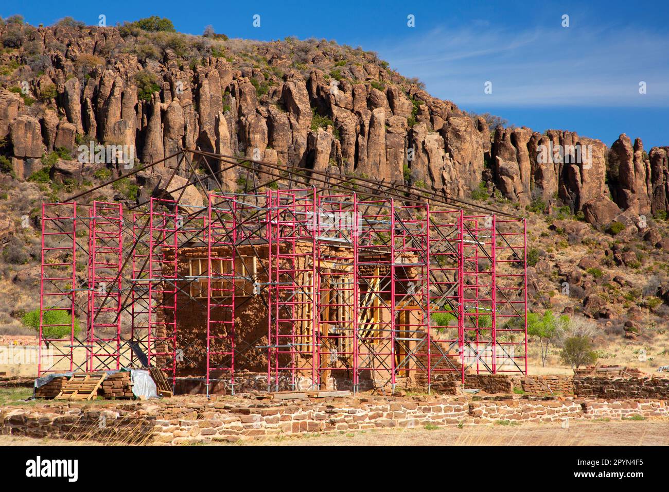 Building being restored, Fort Davis National Historic Site, Texas Stock ...