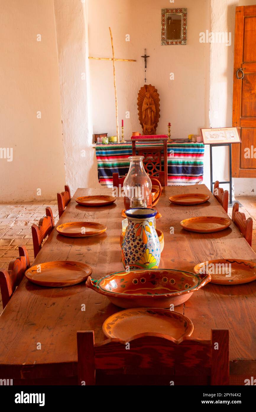 Dining Room, Fort Leaton State Historic Site, Texas Stock Photo - Alamy