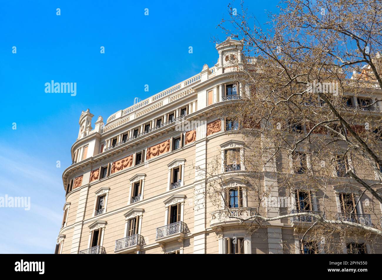 A detailed view of the architecture of the buildings in the center of ...