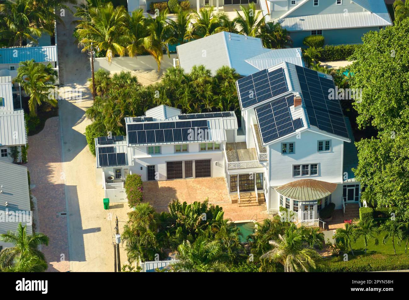 New american residential house with rooftop covered with solar ...