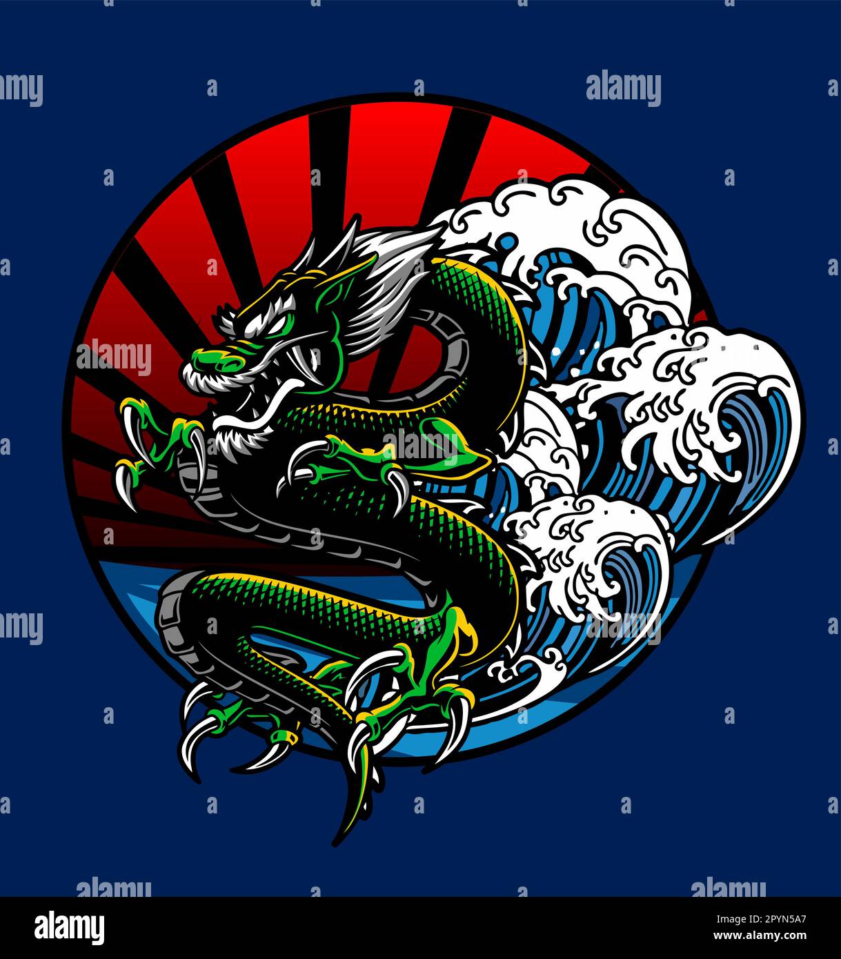 dragon and wave Stock Vector Image & Art - Alamy