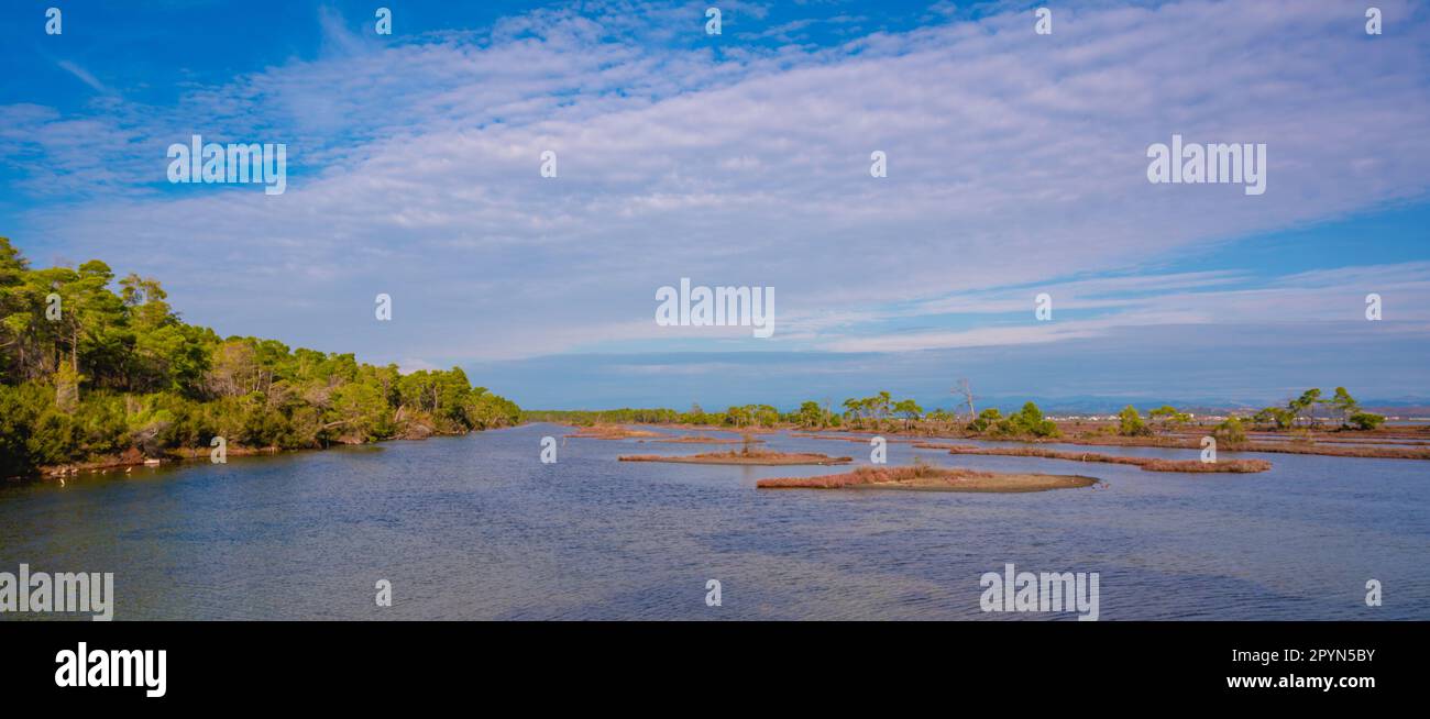 Sunny day in The Divjake-Karavasta National Park - view at the Lagoon ...