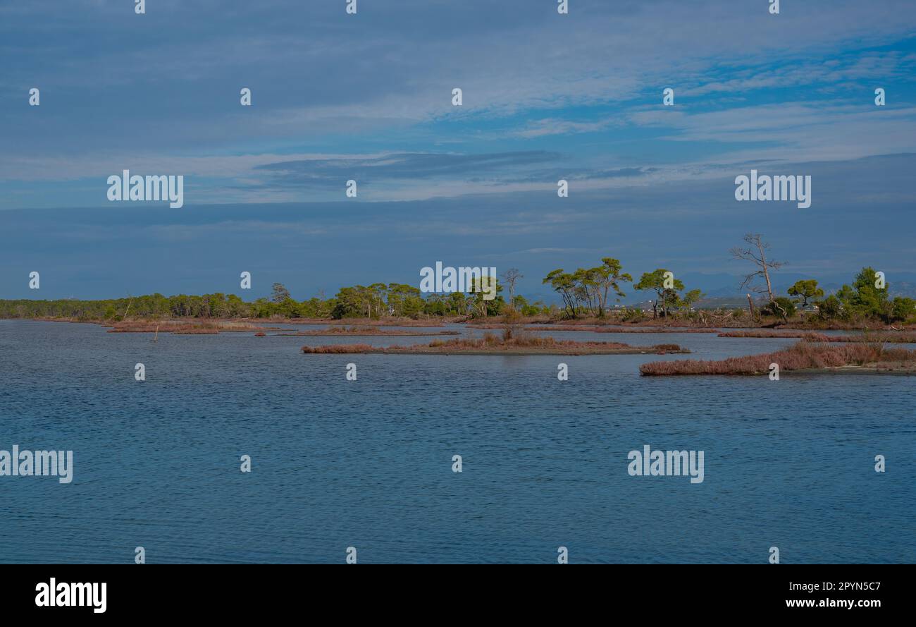 Sunny day in The Divjake-Karavasta National Park - view at the Lagoon ...