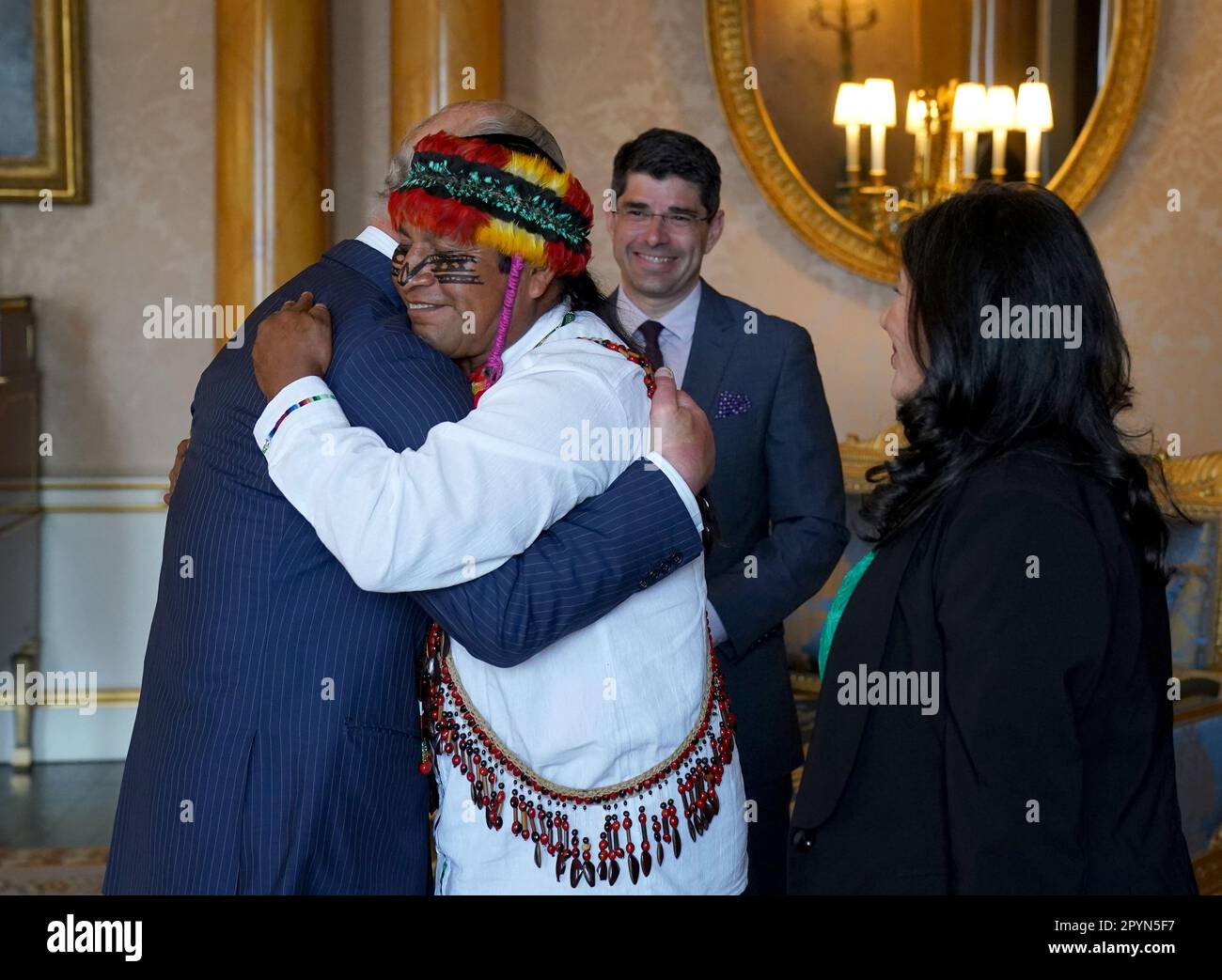 King Charles III receives the indigenous elder Uyunkar Domingo Peas ...