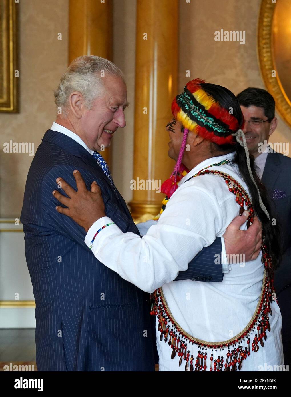 King Charles III receives the indigenous elder Uyunkar Domingo Peas ...