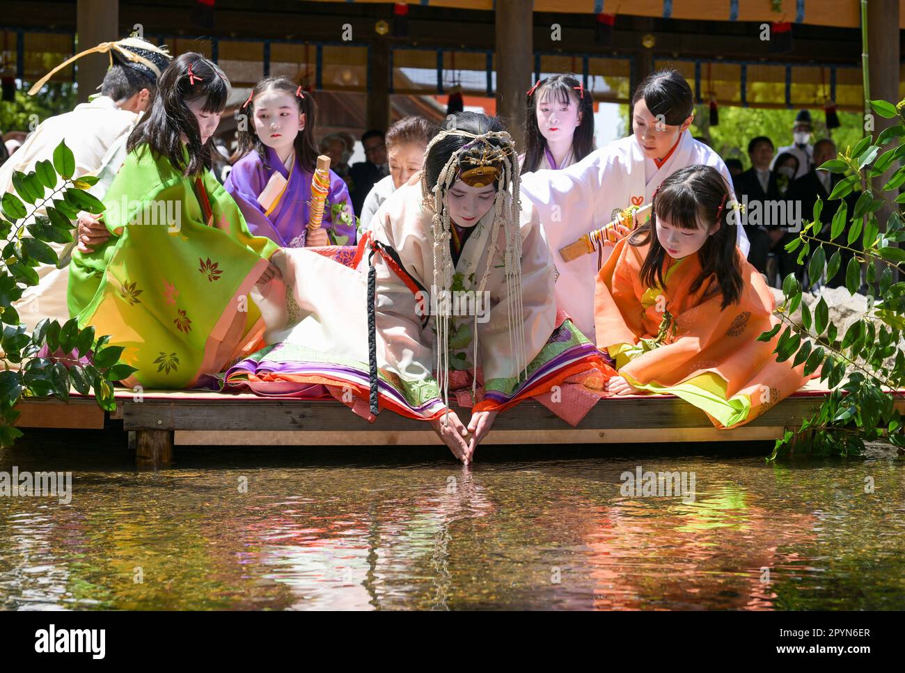 A ritual event "Misogi no Gi" is held at Kamigamo Shrine in Kyoto City ...