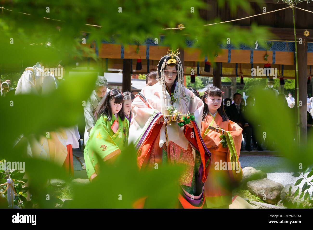 A ritual event "Misogi no Gi" is held at Kamigamo Shrine in Kyoto City ...