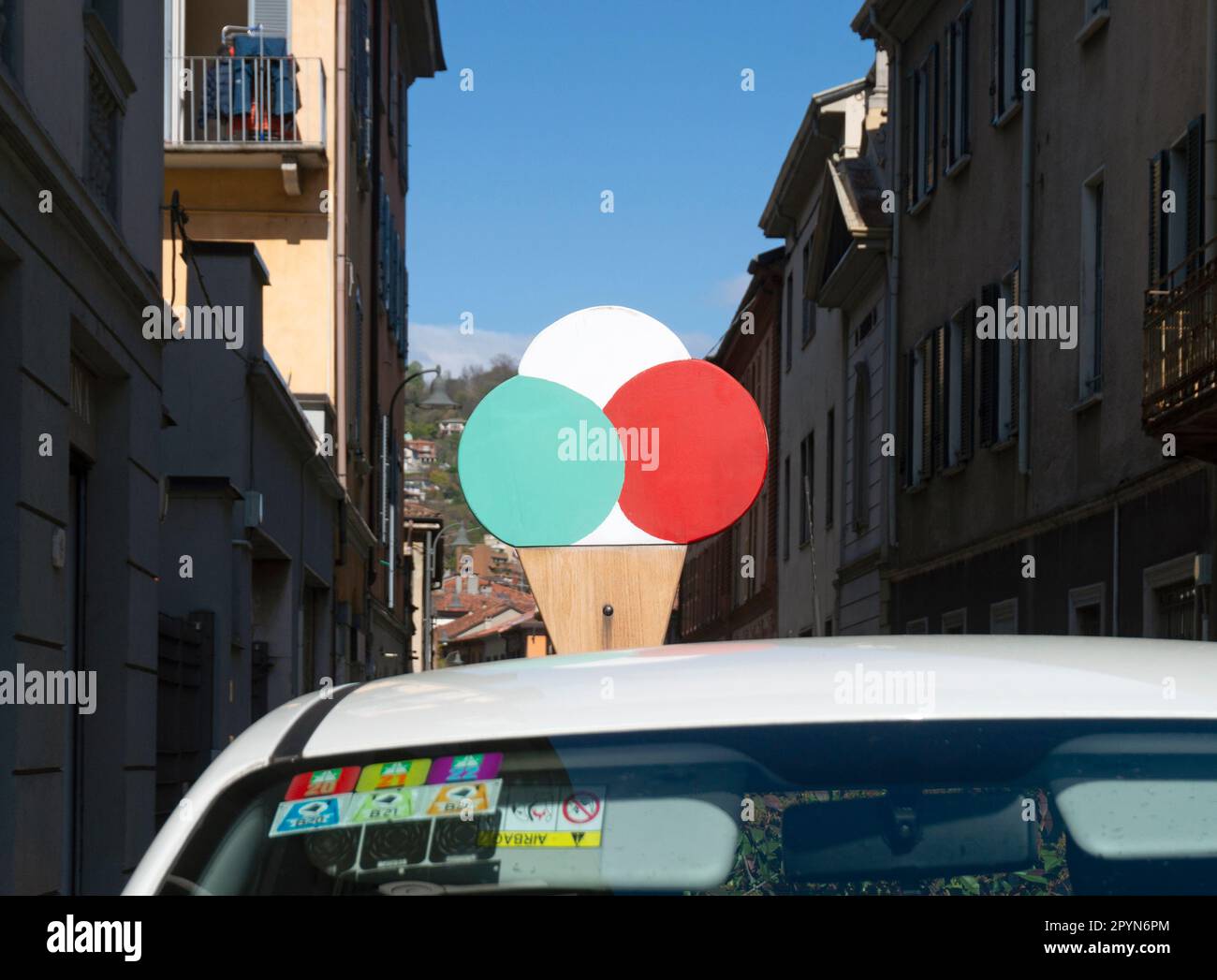ice cream cardboard sign in the street, Como, Italy Stock Photo - Alamy