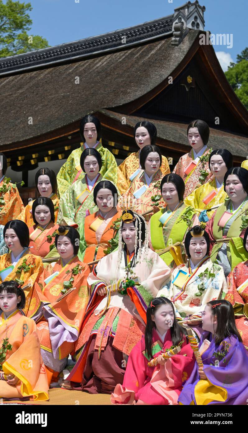 A ritual event "Misogi no Gi" is held at Kamigamo Shrine in Kyoto City ...