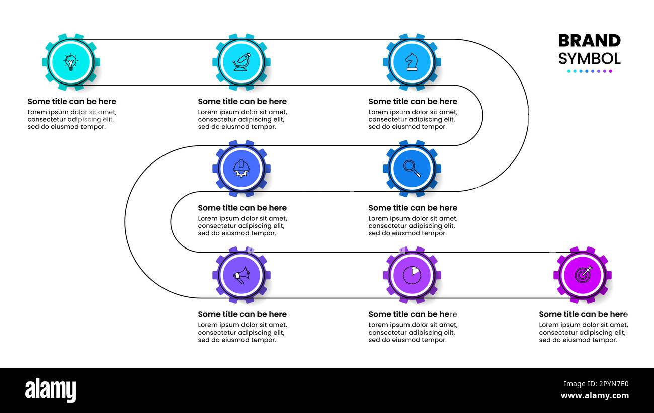 Infographic template with icons and 8 options or steps. Industrial ...